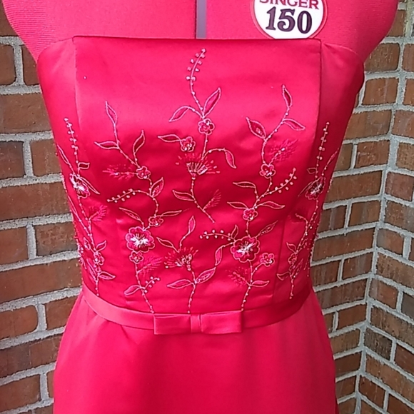 Alfred Angelo | Dresses | Euc Sz M Red Satin Bridesmaid Dress With ...
